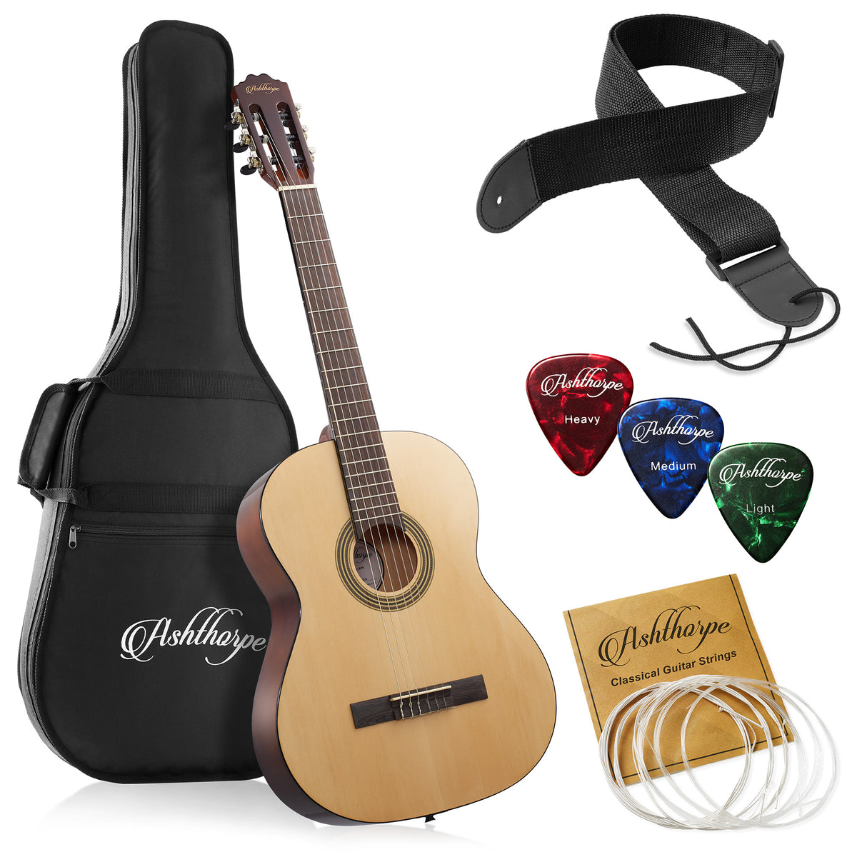 39-inch Classical Acoustic Guitar with Nylon Strings – Ashthorpe.com